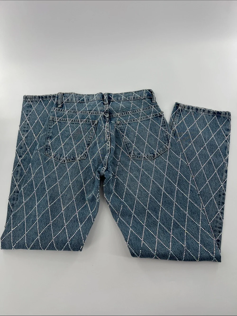 Zara | Jeans | Zara Rhinestone Diamondquilt Straight Jeans Festival ...